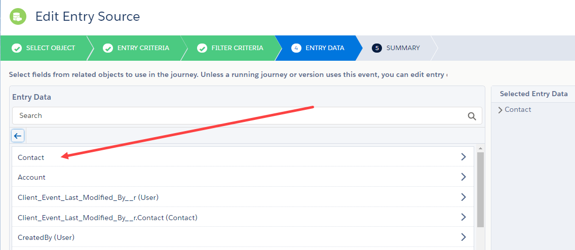 How to update a Salesforce entry event in Journey Builder