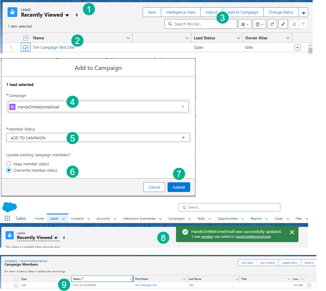How to update a campaign member status using Salesforce Marketing Cloud
