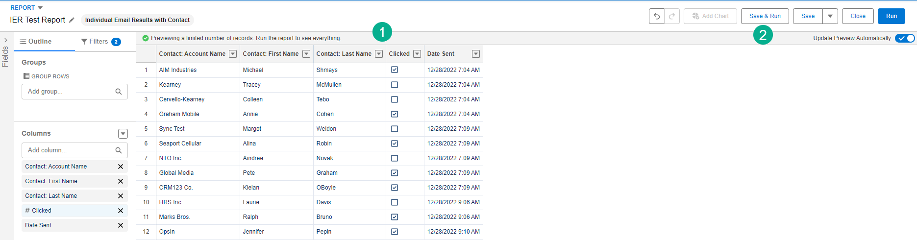 How to view Marketing Cloud email sends in Salesforce reports