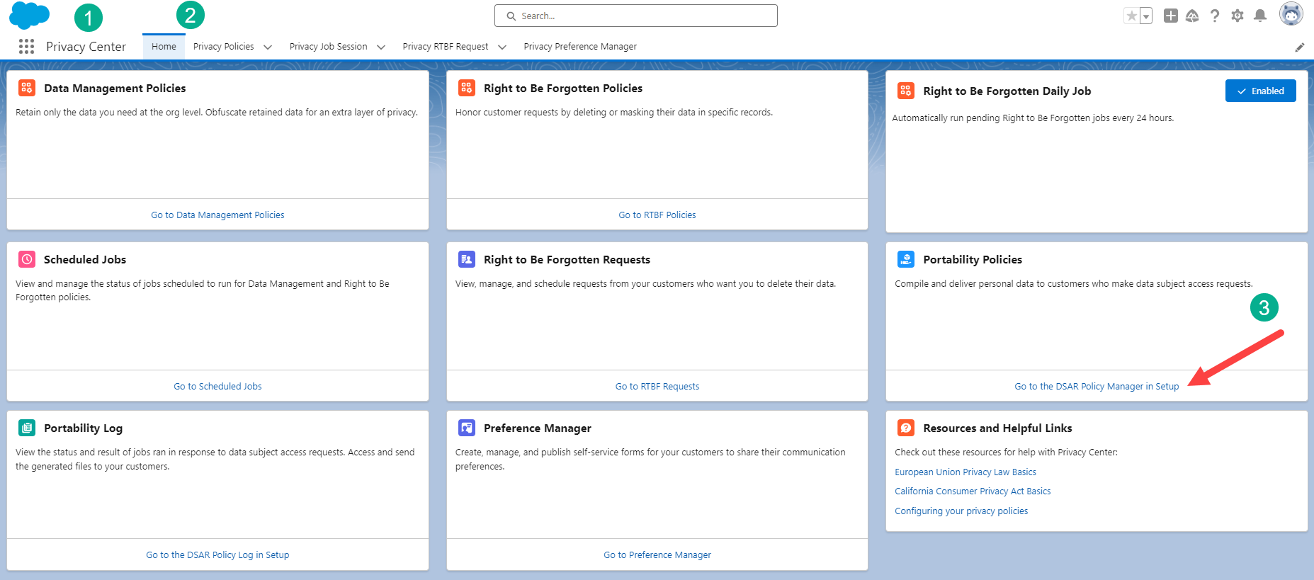 How to run a DSAR Request Policy in Salesforce Privacy Center