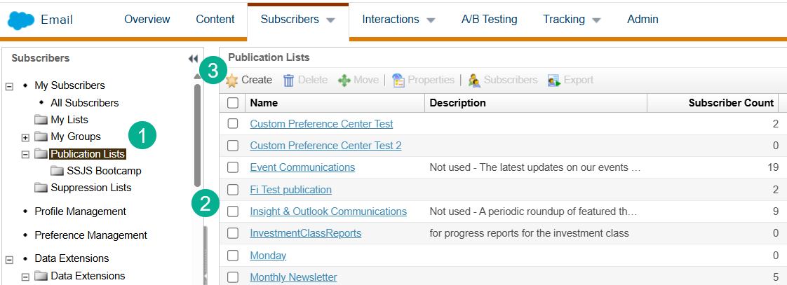 How to create Publication Lists in Marketing Cloud and use them